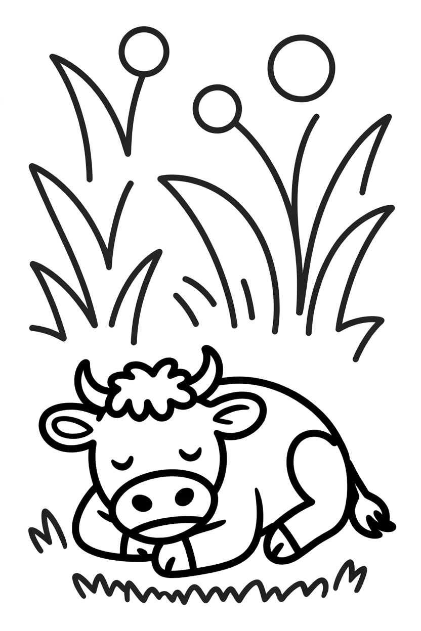 Slapende Koe kleurplaat - Kleurplaatje.nl
